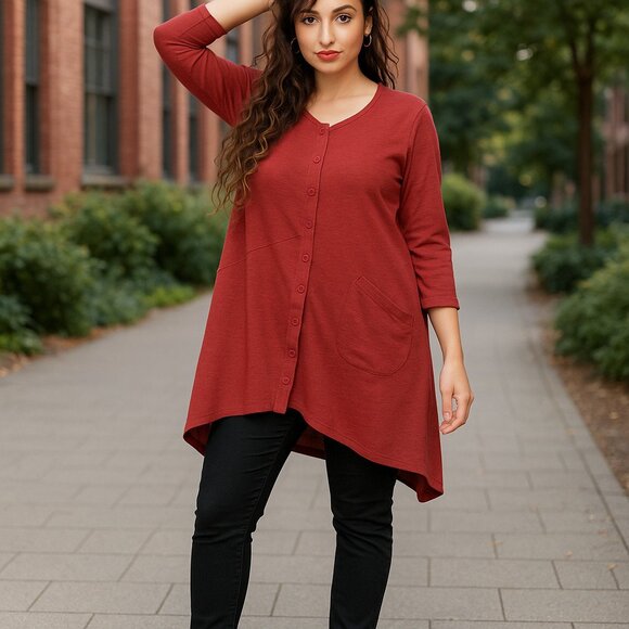 Cheyenne | Tops | Cheyenne Red Clay Oversized Tunic Asymmetrical ...